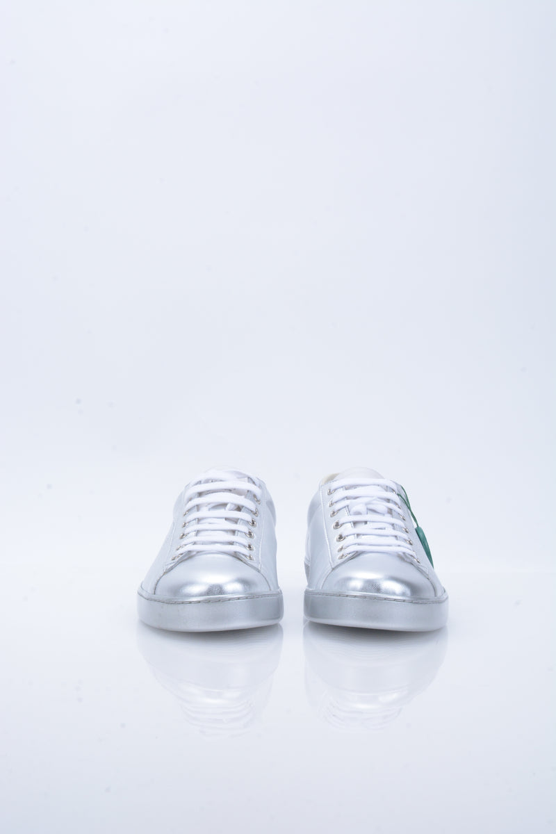 Gucci Ace Perforated Plateado Talla 42 / 8 mx – RAG