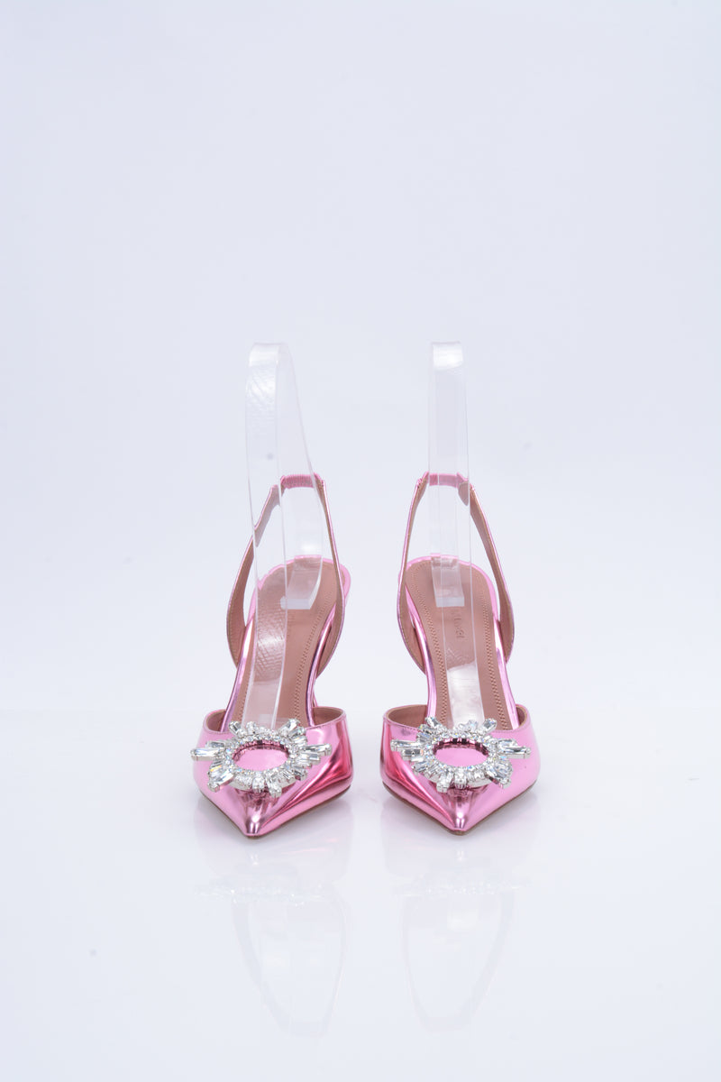 Amina Muaddi Begum 95 Metallic Rosa Talla 37 / 4 mx – RAG